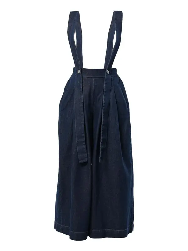METAMORPHOZA Full-length Wide-leg Dark Denim Pants - Blue