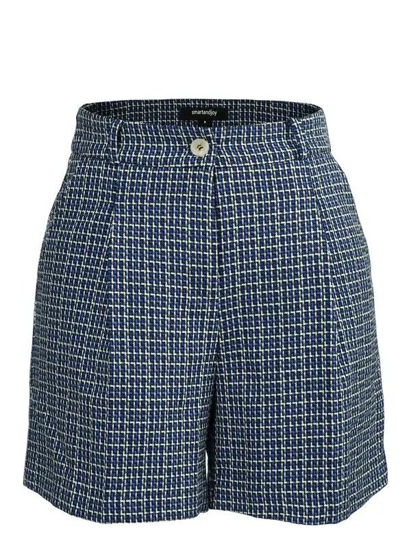 SMART AND JOY Micro Houndstooth Short Pants - Grey