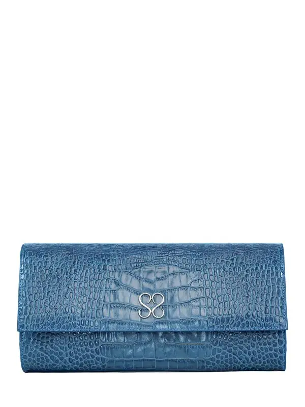 STESSA BY SARAH The Valentina Croc Clutch In Shadow - Blue