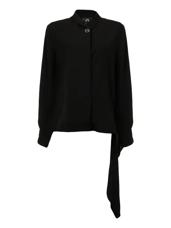 MADEBYZA Draped Collar Shirt With Extended Cuff Ties - Black
