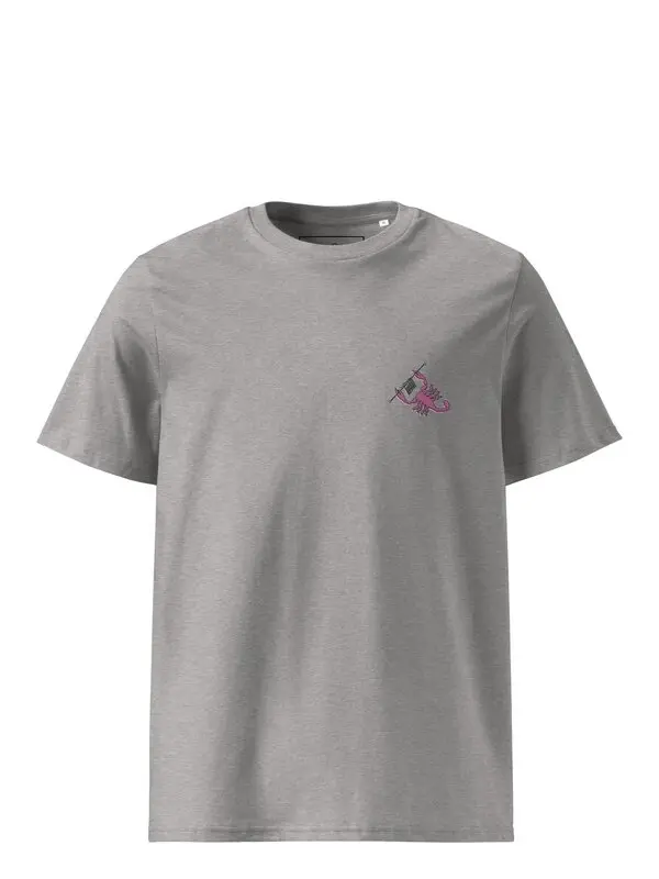 ANCHOR & CREW Heather Scorpion Knittin' Up In The Wild Organic Cotton Embroidered T-shirt - Grey