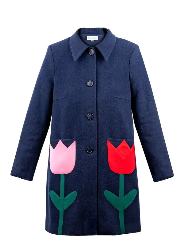 GUILLAUME ALEXANDRE Tulips Pocketed Car Coat - Blue