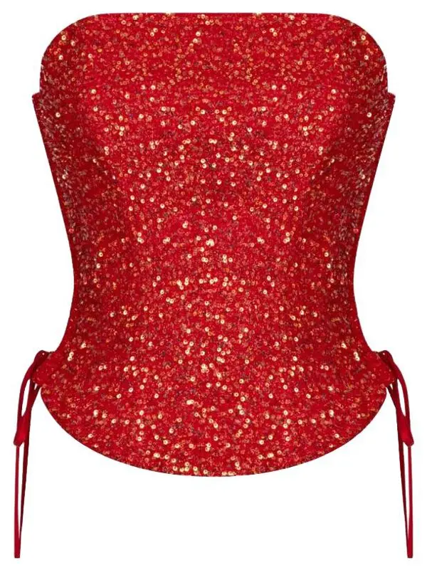 ELSAVA Riva Sequin Corset - Red