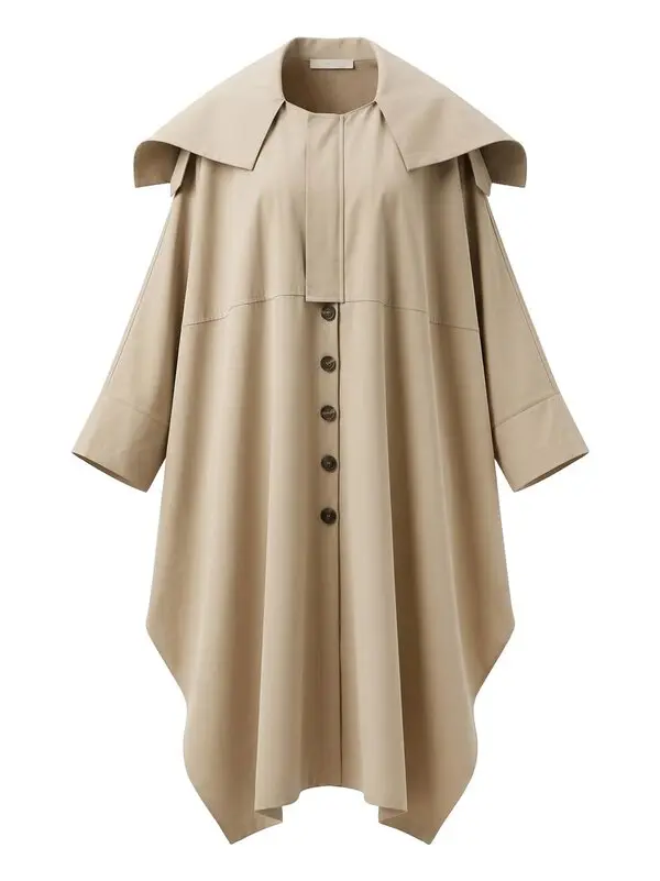 BELSIZE25 Neutrals / Wing Coat Oversized Cocoon-shaped Trench Coat - Brown