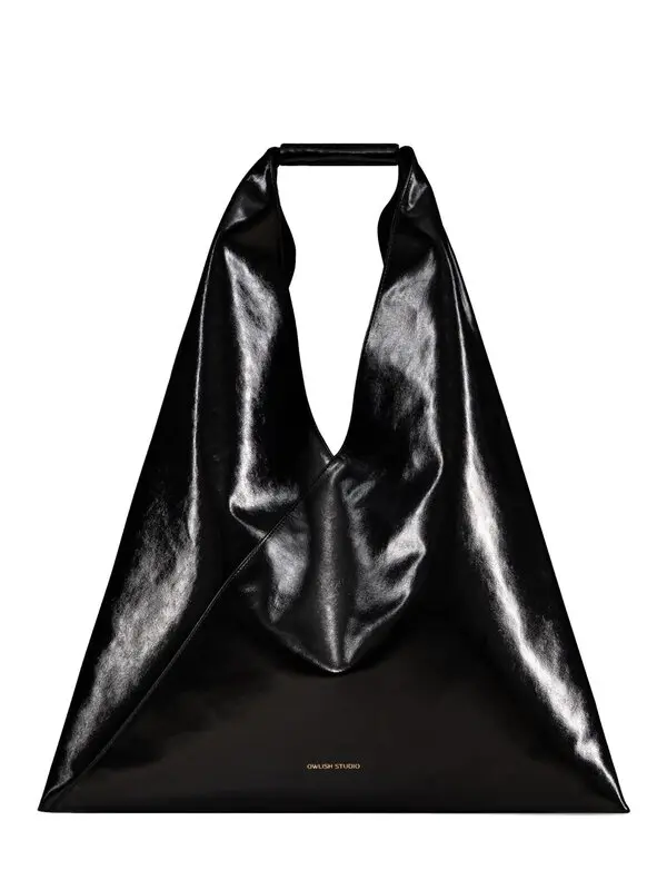 OWLISH STUDIO Savanna Vegan Leather Hobo Bag Patent - Black