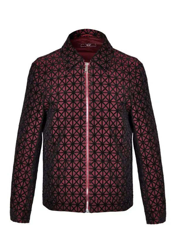 DAVID WEJ Kensington Luxury Velvet Jacquard Aviator Jacket Wine - Red
