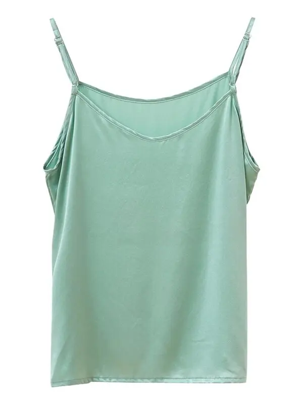 SOFT STROKES SILK Pure Mulberry Silk Camisole With Adjustable Straps Relaxed Fit Jade - Green