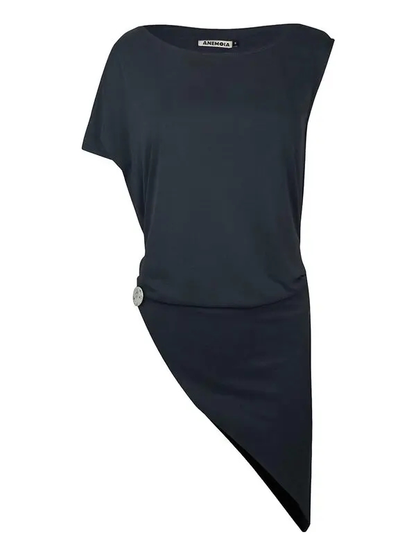 ANEMOIA Solene Navy Modal Draped Top - Grey