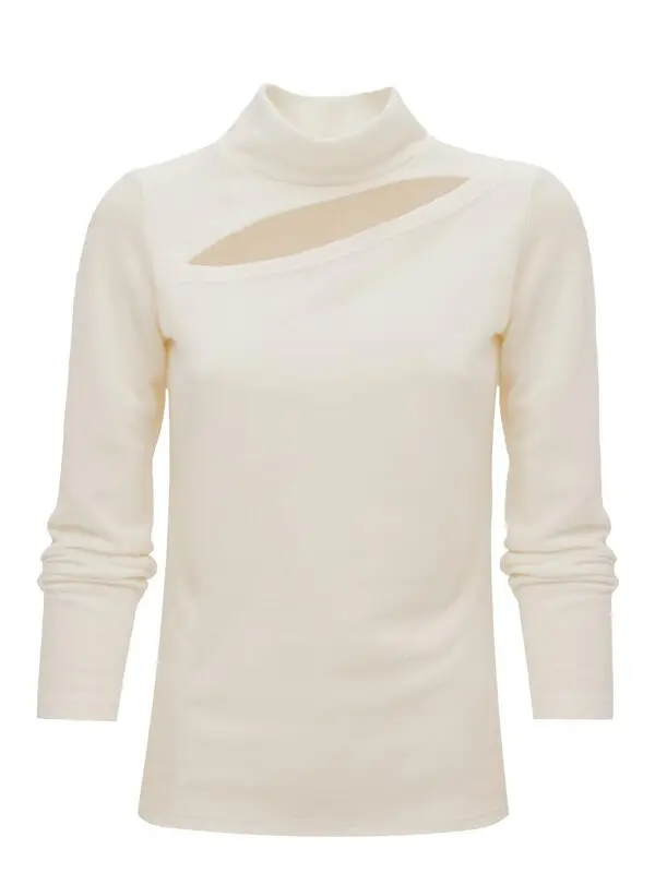 JULIA ALLERT Neutrals Ecru Blouse With A Cutout Jersey - Beige