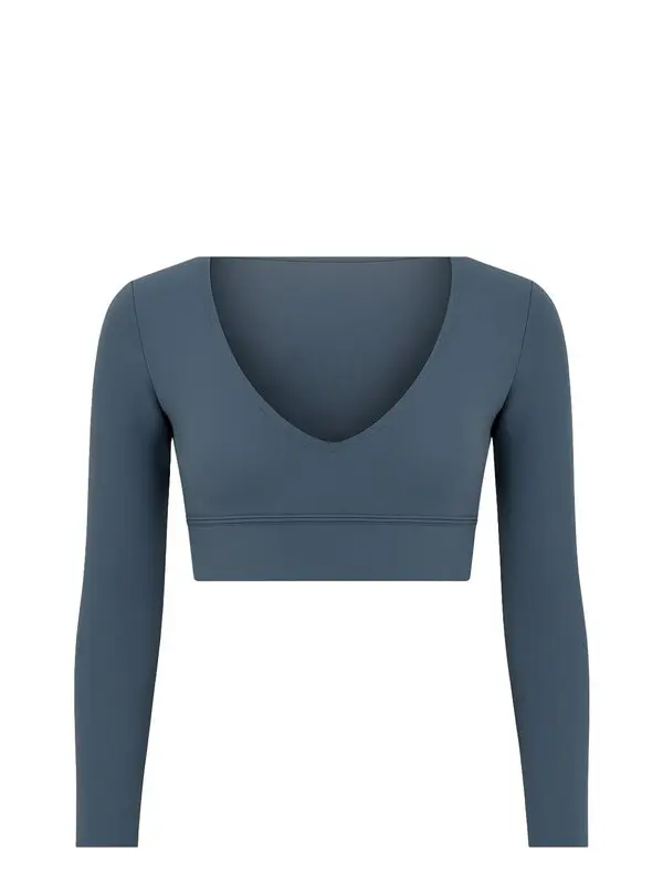ALTRA VOLTA Long-sleeve V-neck Top – Petrol - Blue