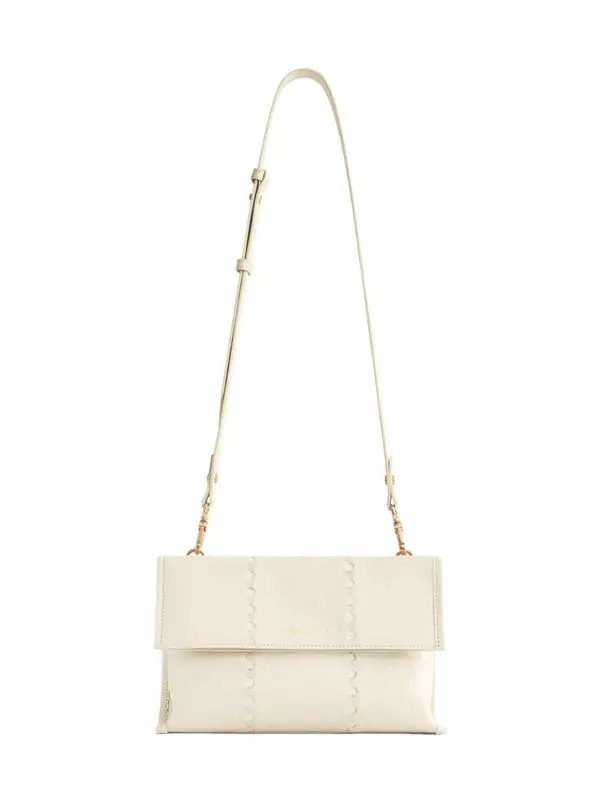 ORANGE CUBE Square Stitch Messenger Bag - White