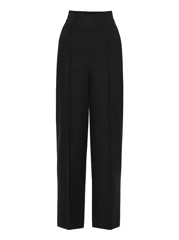 EXQUISE Relaxed Wide Leg Straight Pants - Black