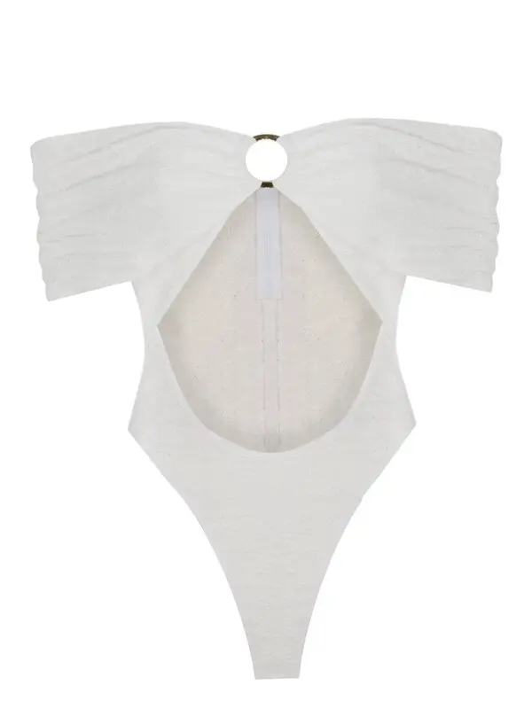 NO'DESIGN Maze Madonna Neckline Bodysuit - White