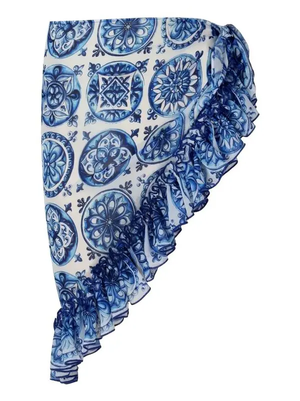 NUR KARAATA Lily Bleu Blanc Skirt - Blue