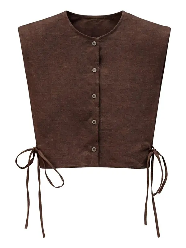 MUTE BY JL Side Tie Linen Top - Brown