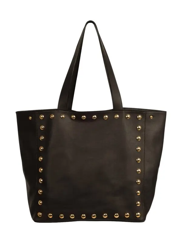 JUAN-JO Leather Studded Tote Bag - Brown
