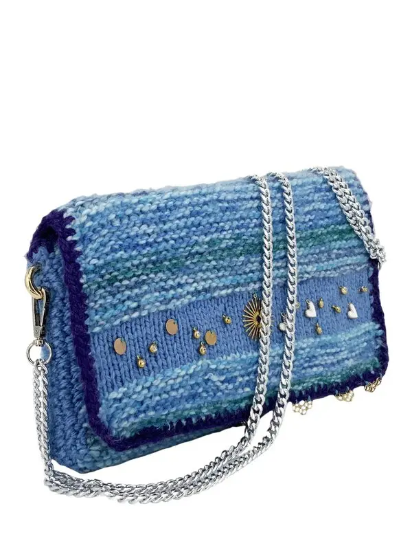 HILO DE MAR Cíes Hand Knitted Bag With Charms - Blue