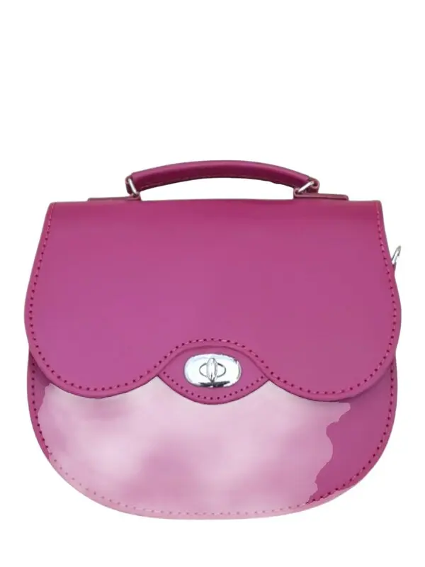 ZATCHELS Handmade Leather Twist Lock Saddle Handag Magenta - Pink