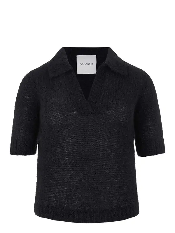 SALANIDA Melody Mohair Polo Top - Black