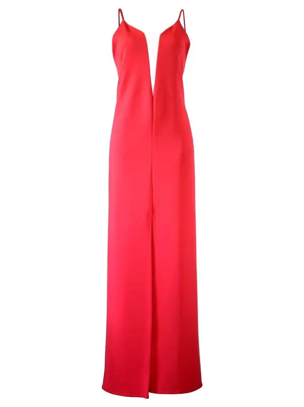 LAURA DAILI Maxi Dress With V-neckline And Front Slit - Red