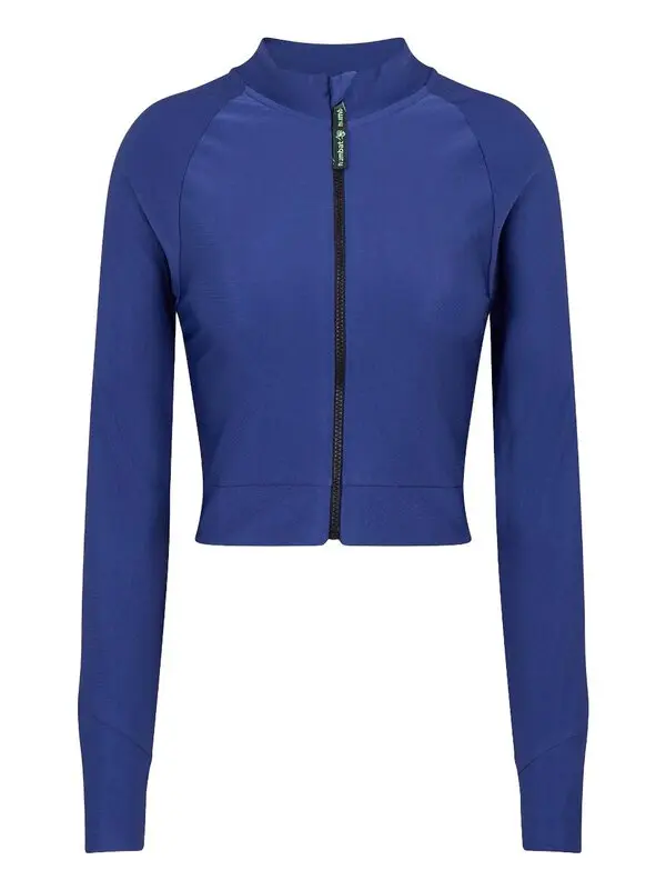 NUMBAT Stella Zipper Swim Crop Top With Long Sleeves - Blue