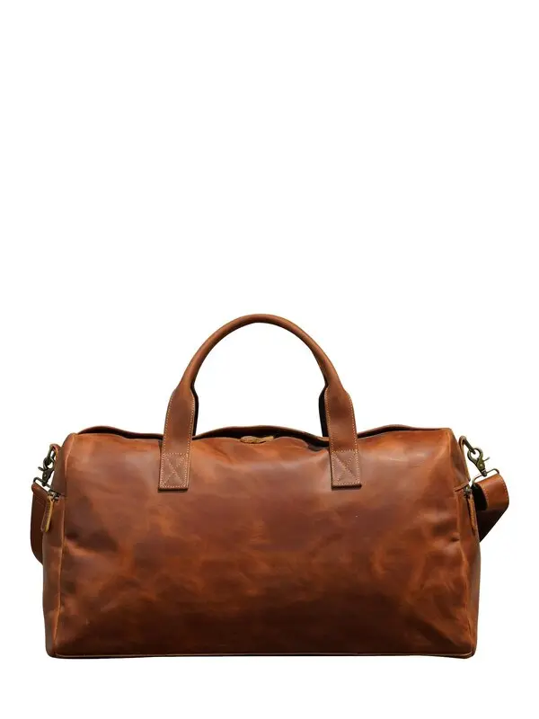 TOURI Genuine Leather Weekend Bag - Brown