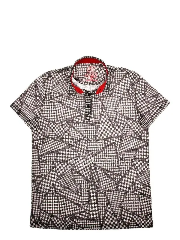 EIGHT X Geo Print Polo Shirt - Black