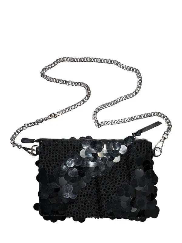ANY OLD IRON Black / Silver Glossy Black Sequin Bag - Black/silver