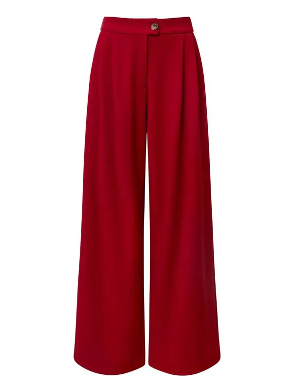 JAMES LAKELAND Burgundy Wide Leg Suit Trousers - Red