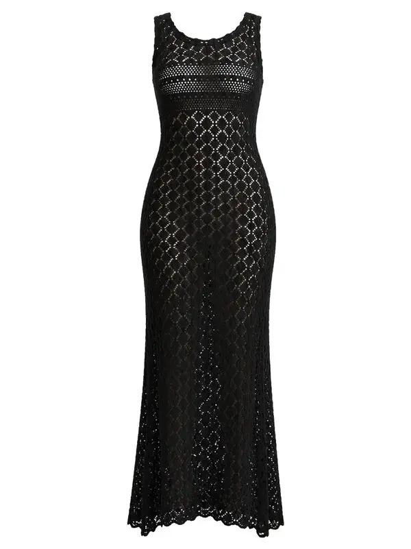 DECOLET THE LABEL Neutrals Amalfi Crochet Dress - Black