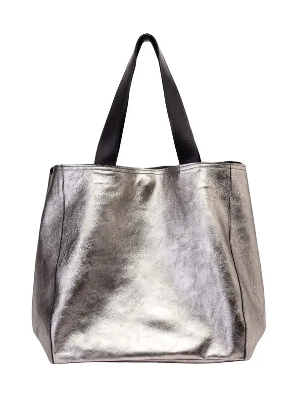 JUAN-JO Oversized Tote Bag Slouchy Leather Color - Silver