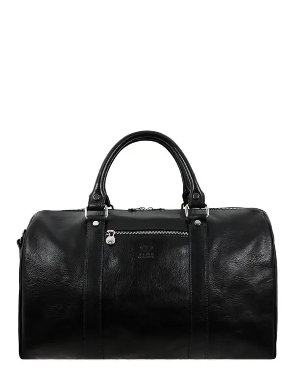 TIME RESISTANCE Small Leather Overnight Bag, Duffel Bag In The Ambassadors - Black