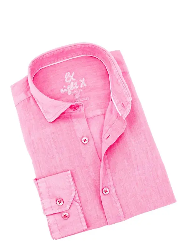 EIGHT X Linen Button Down Shirt - Pink