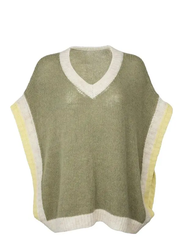 Saachi Colorblock Knit Moss Sweater Vest - Green