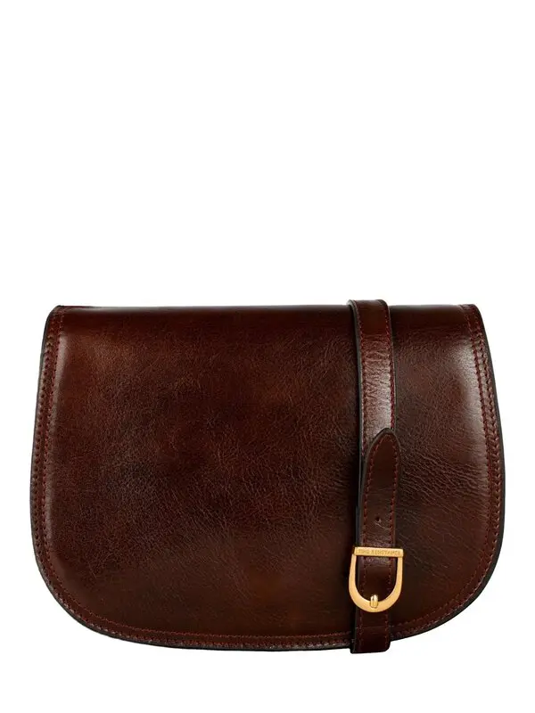 TIME RESISTANCE Italian Leather Cross Body Bag - Brown