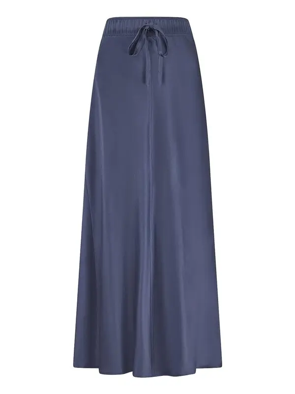 THE SUMMER EDIT Ella Silk Skirt Navy - Blue