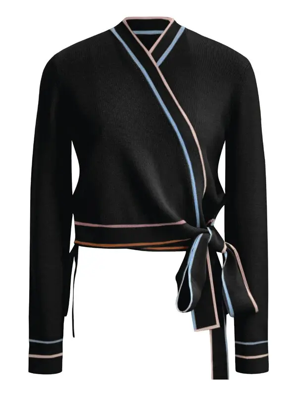 ROCH PEREL Coloured Trim Wrap Sweater - Black