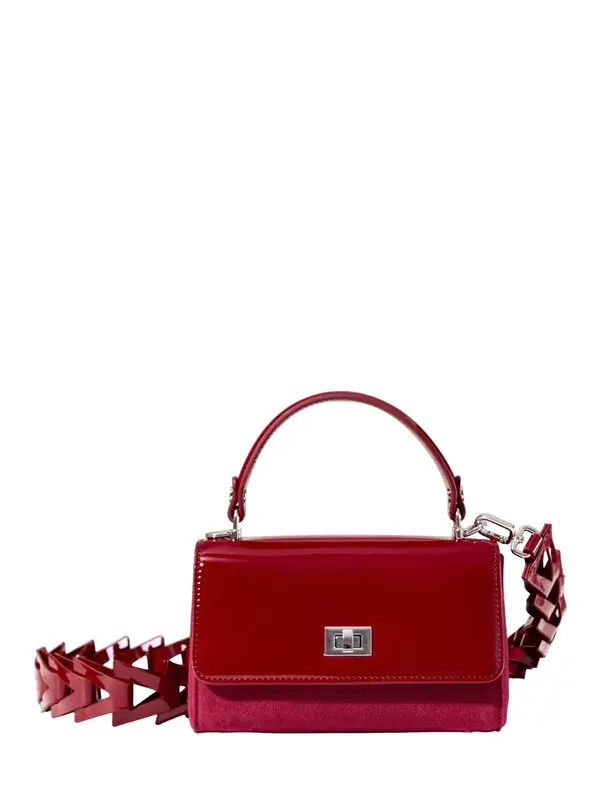 JURGI BRAND Patent Leather & Suede Lili Top Handle Bag - Red