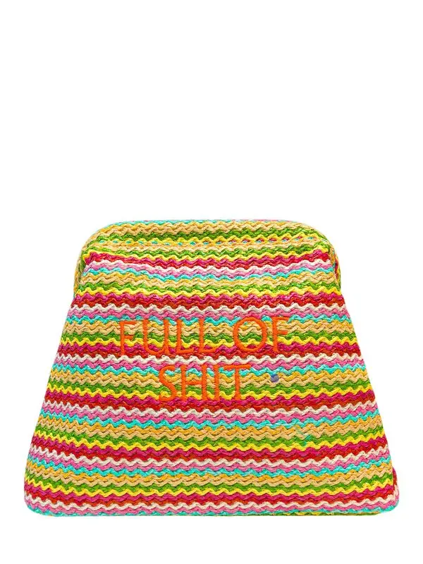 LILLY LOVES Embroidered Straw Clutch - Orange