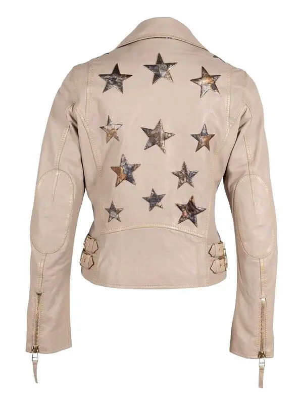 Mauritius Neutrals Star Lambskin Leather Jacket Christy Marble - Black