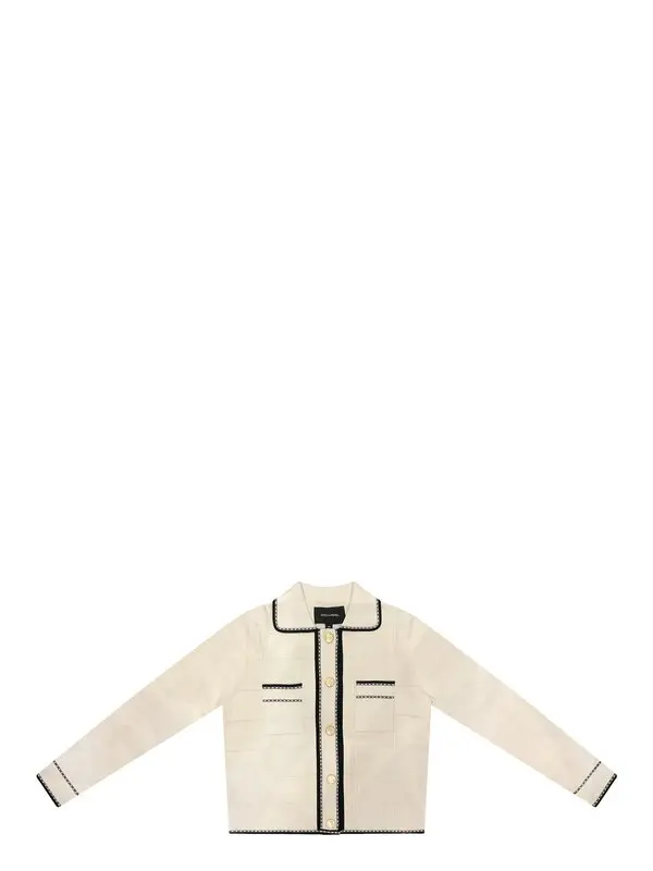 ROCH PEREL Neutrals Cream Trimline Collar Cardigan - Black