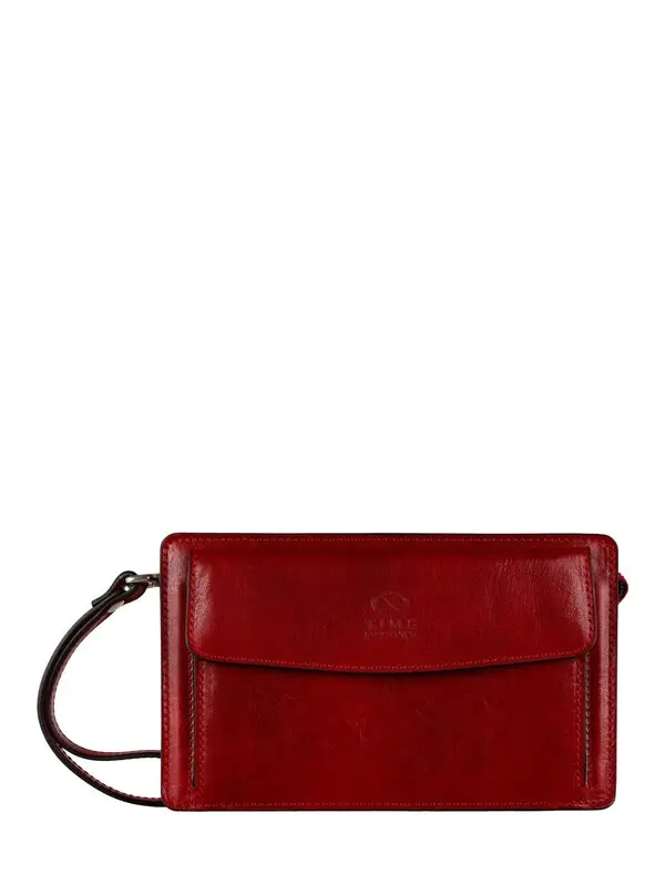 TIME RESISTANCE Leather Clutch Purse Decameron - Red