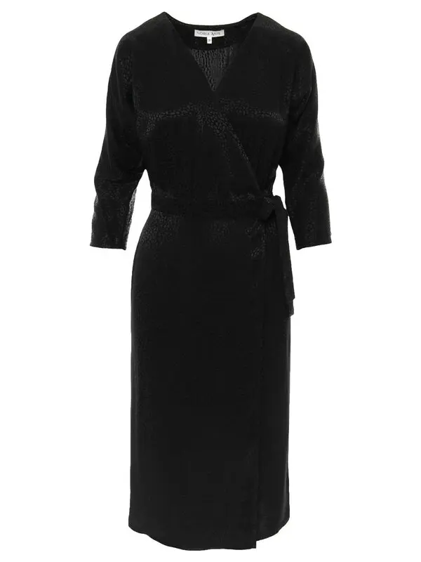 NORIA ANIS Vesper Wrapped Midi Dress - Black