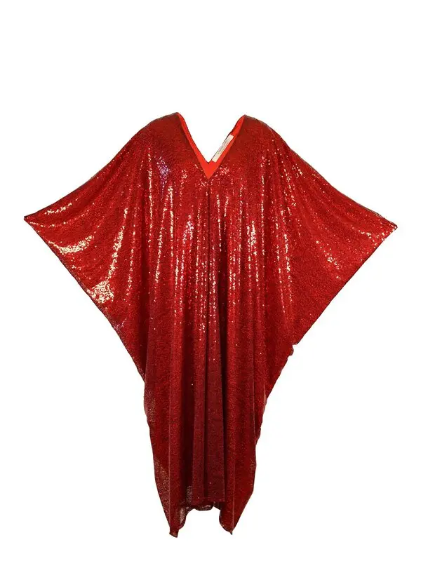 JENNAFER GRACE Ruby Sequin Caftan - Red