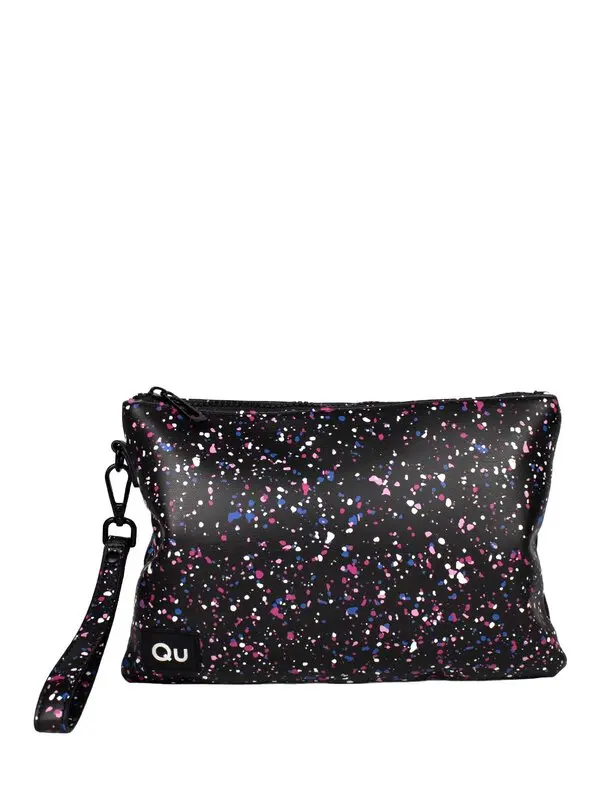 QU Pink Splashes Pouch - Black