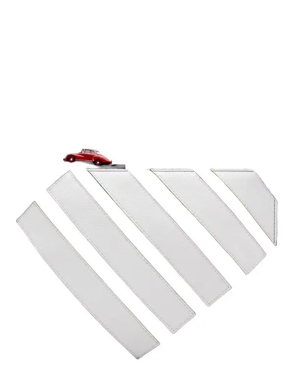 ABSURDE Crosswalk Leather Pouch With Red Car - Grey