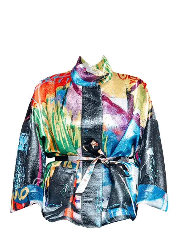 MAXJENNY Square Boxy Jacket Street Art - Yellow