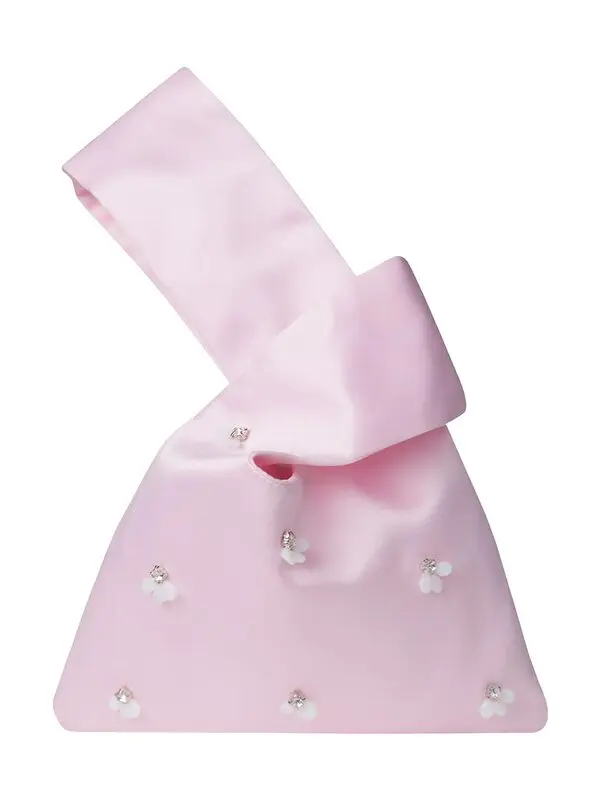 2KSTYLE Audrey Small Hand-embellished Satin Wristlet Pouch - Pink