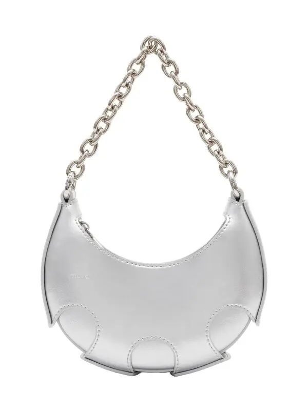 AMY LYNN Reno Leather Handheld Crescent Mini Bag - Silver