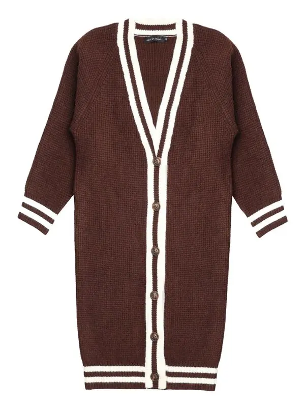 RAVE ON TREND Patch Cardigen Dress - Brown